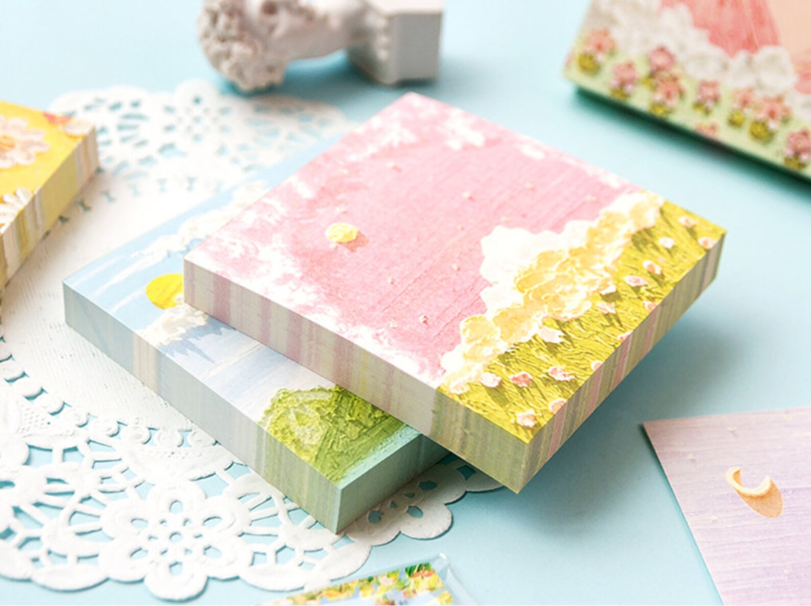 100 Pcs Aesthetic Memo Pad Note Pad Oil Painting Paper - Etsy