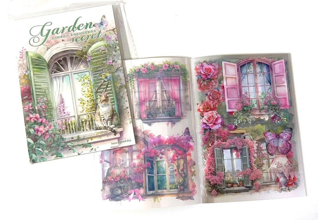 20 Pcs Vintage Window Clear Sticker Book, PVC Sticker Sheet, Scrapbook ...