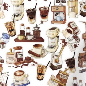 40 Pcs Coffee Clear Sticker Pack, Junk Journal Kit, Scrap Booking ...
