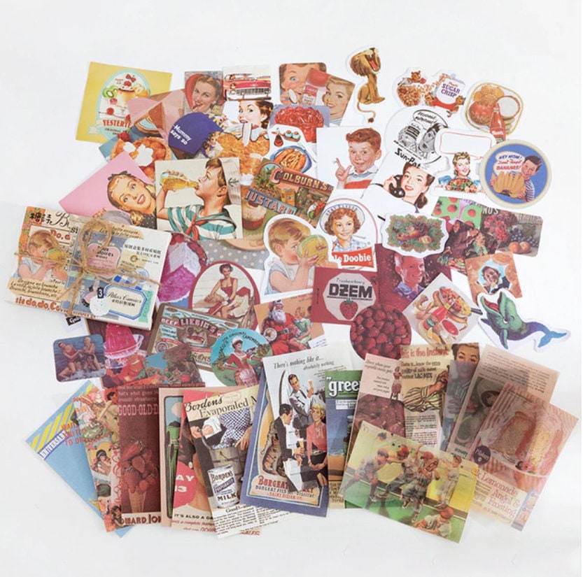 60 Pcs Retro Collage Junk Journal Kit Classic Ornamental - Etsy