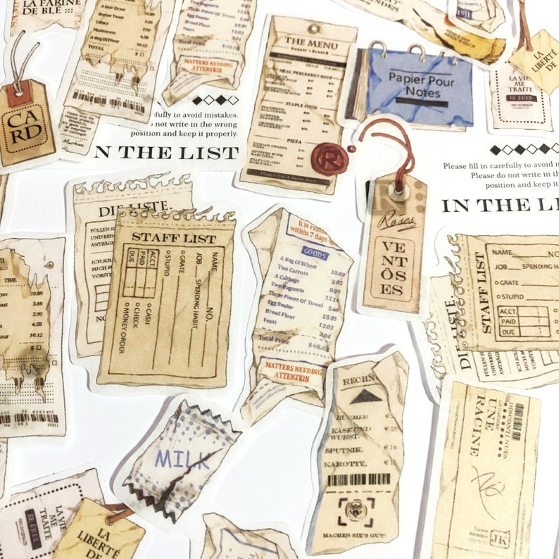 40 Pcs Labels Washi Sticker List Sticker Retro Label - Etsy