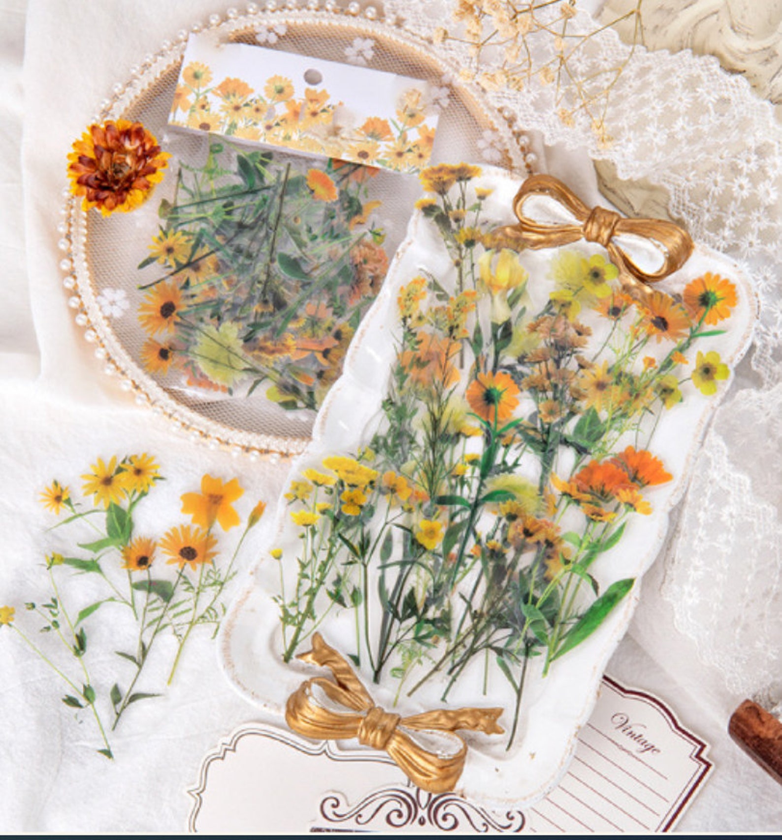 40 Pcs Yellow Flowers Clear Sticker Floral Clear Sticker - Etsy
