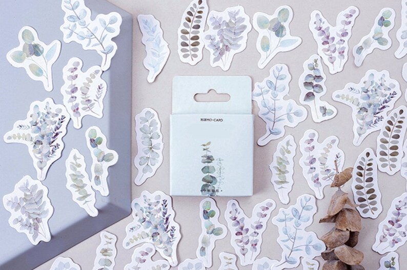 45 Pcs Eucalyptus Leaf Sticker Leaves Watercolor Sticker | Etsy