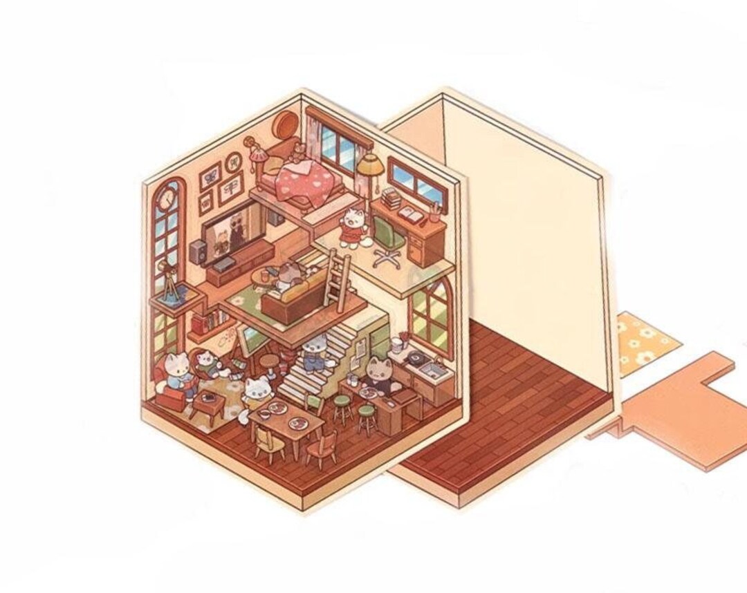 3D DIY Scene Sticker, Hostel Stickers, Loft, Journal Kit, Scrapbooking ...