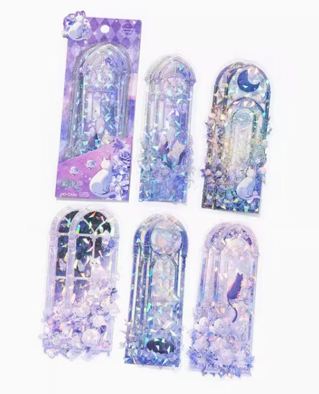 10 Pcs Holographic Sticker and DIY Bookmark, Floral Shiny, Iridescent ...