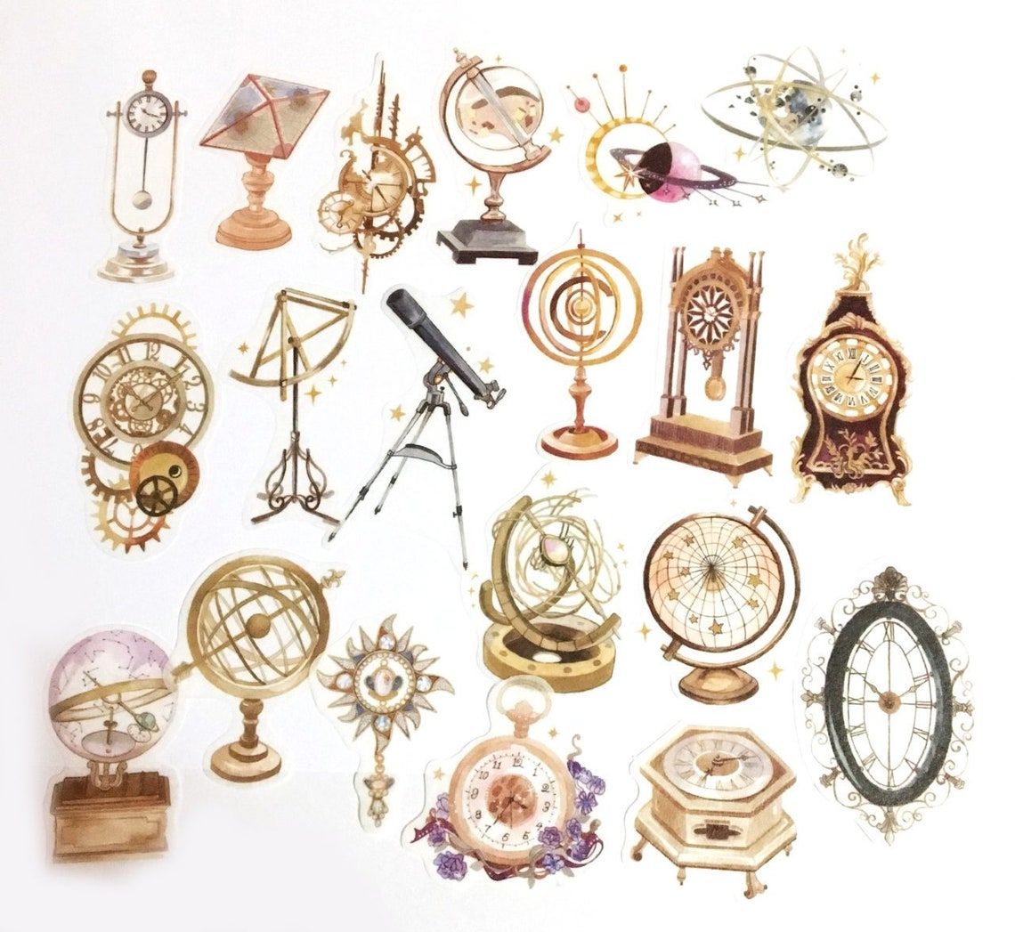 20 Pcs Astrology Instruments Washi Sticker Pack Globe Bullet | Etsy