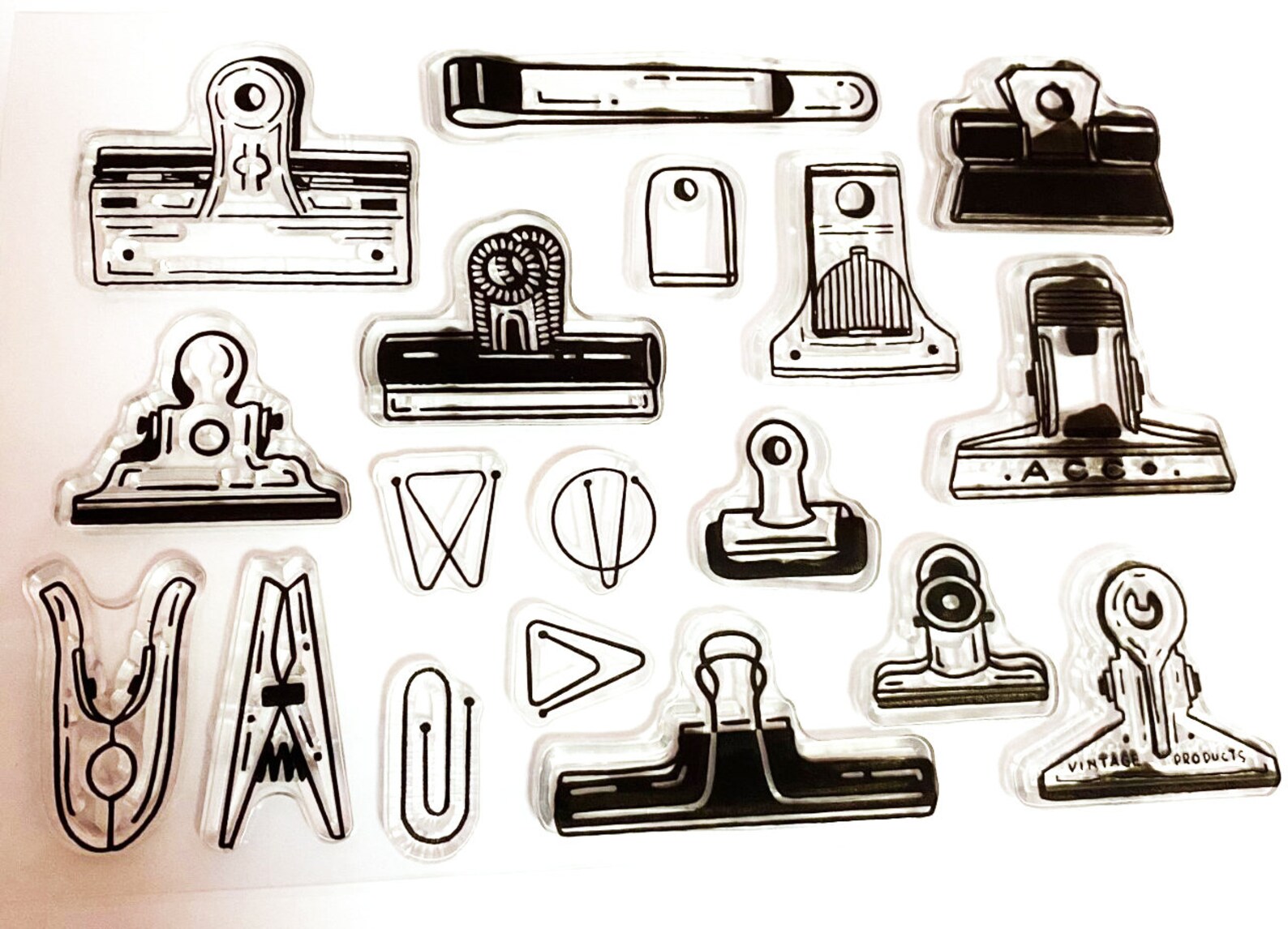 Binder Clip Stamp Paper Clip Clear Transparent Stamp Memo - Etsy