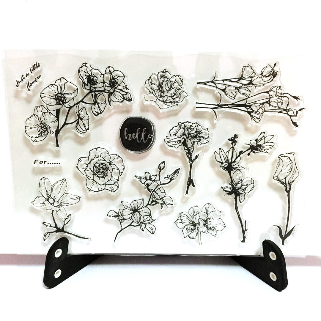 Flowers Stamp, Floral Clear Transparent Stamp, Flora Rubber Stamp ...