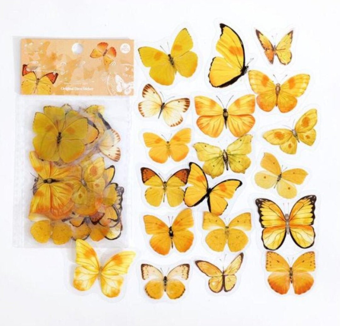 40 Pcs Yellow Butterfly Clear Sticker Butterflies Journal - Etsy