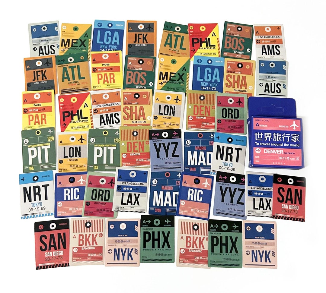 45 Pcs Luggage Tag Sticker Pack, Journal Ephemera, Travel Tag, Ticket ...