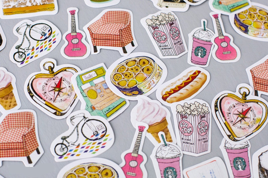 45 Pcs Relaxation Sticker Popcorn Watercolor Sticker Flakes - Etsy