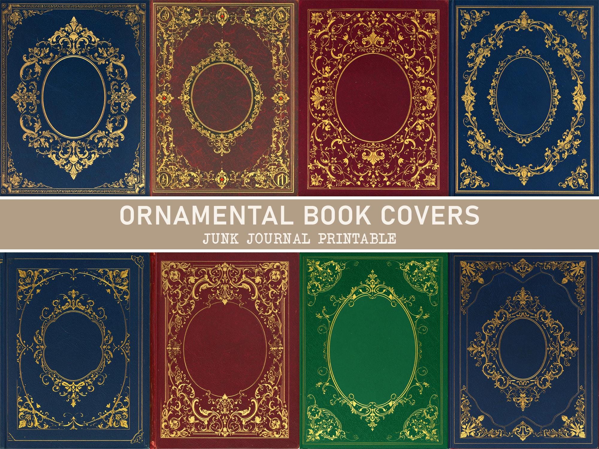 Vintage Ornamental Book Cover Junk Journal Kit, Printable Retro ...