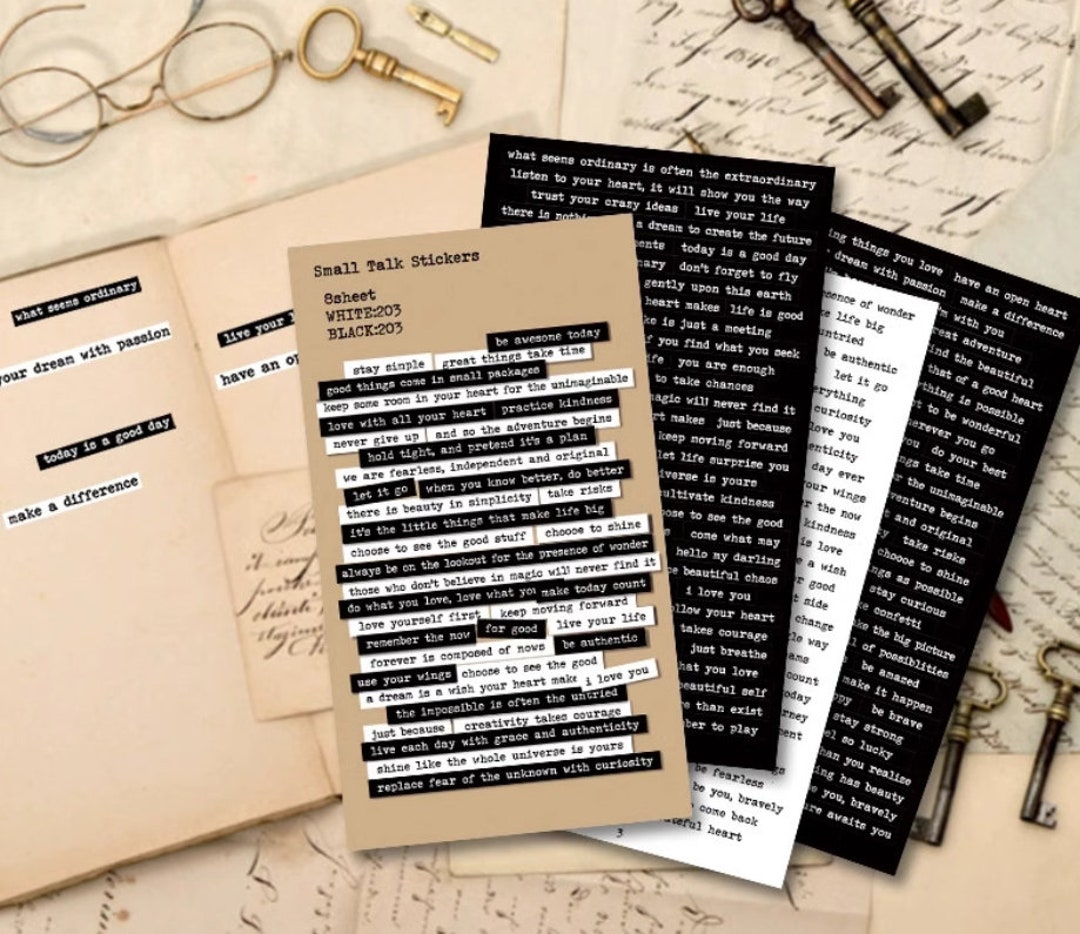 8 Sheets Quotes Sticker, Motivational Quote, Scrapbook, Junk Journal ...