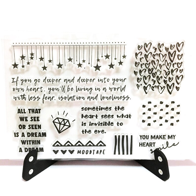 Love Quotes Stamp Hearts Clear Transparent Stamp Diamond Gem - Etsy