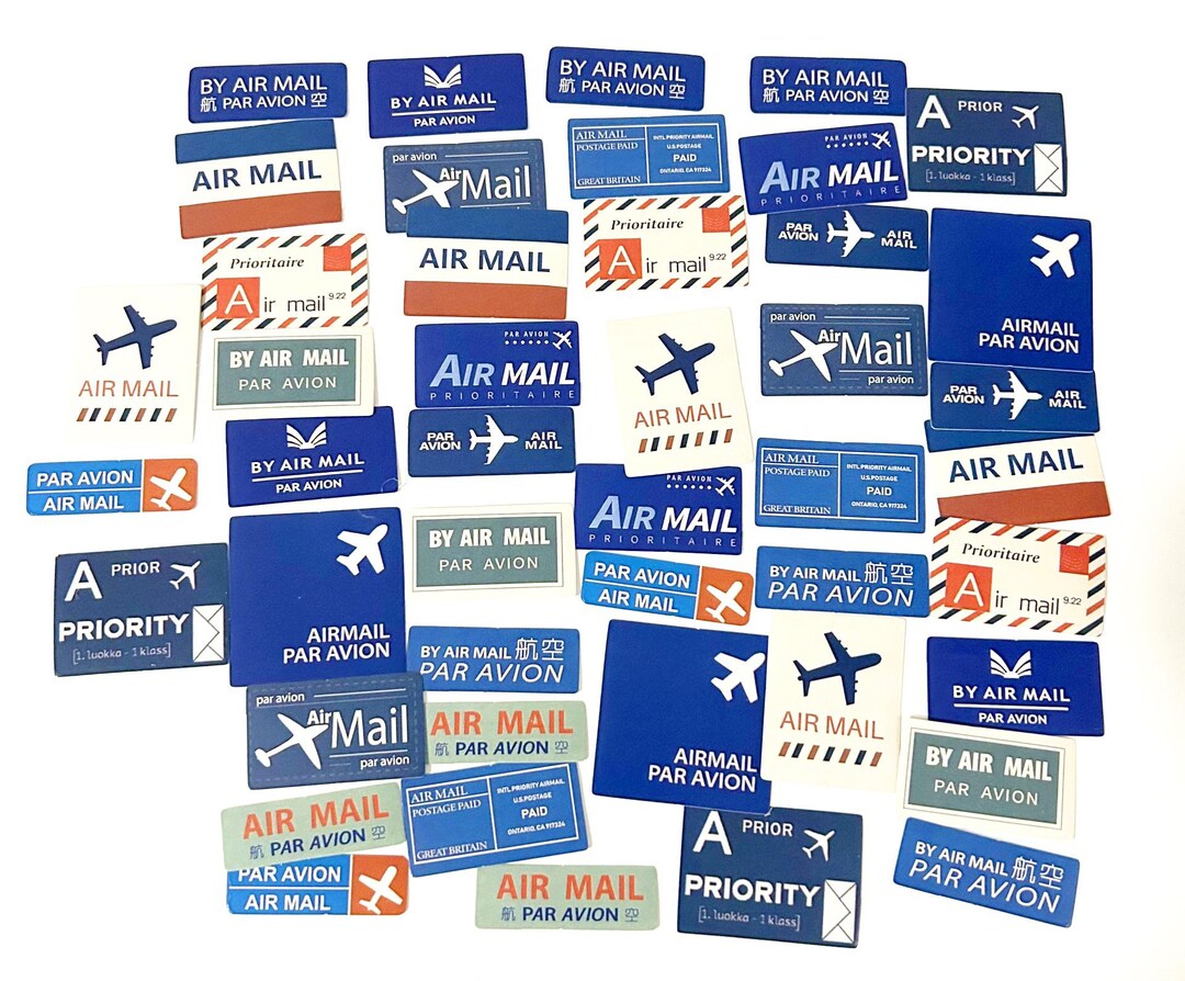 45 Pcs Airmail Sticker, Par Avion Stamp Sticker, Postal Stickers ...