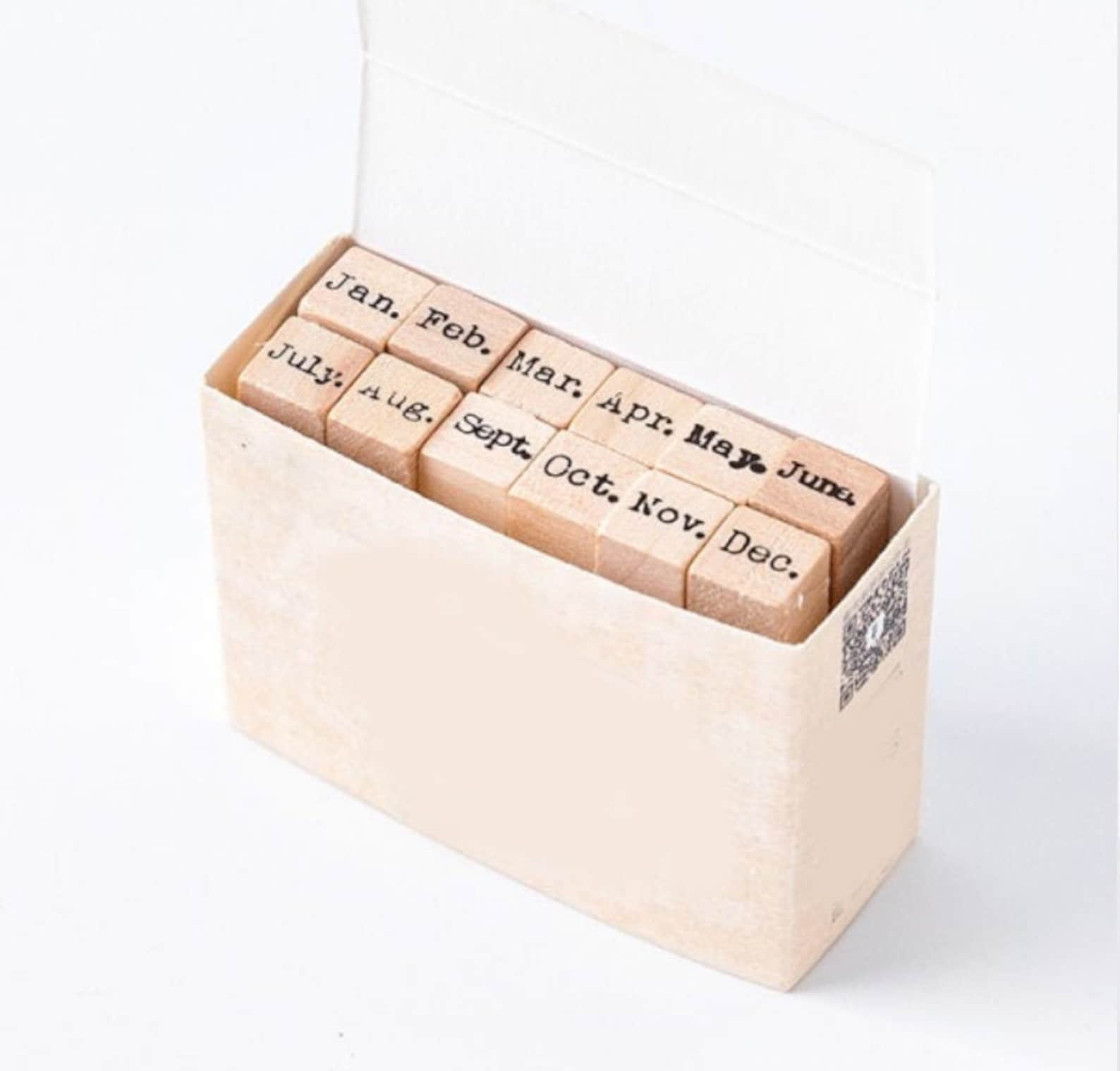 Set of 12 Month Stamp Months of the Year Wooden Stamp Rubber - Etsy