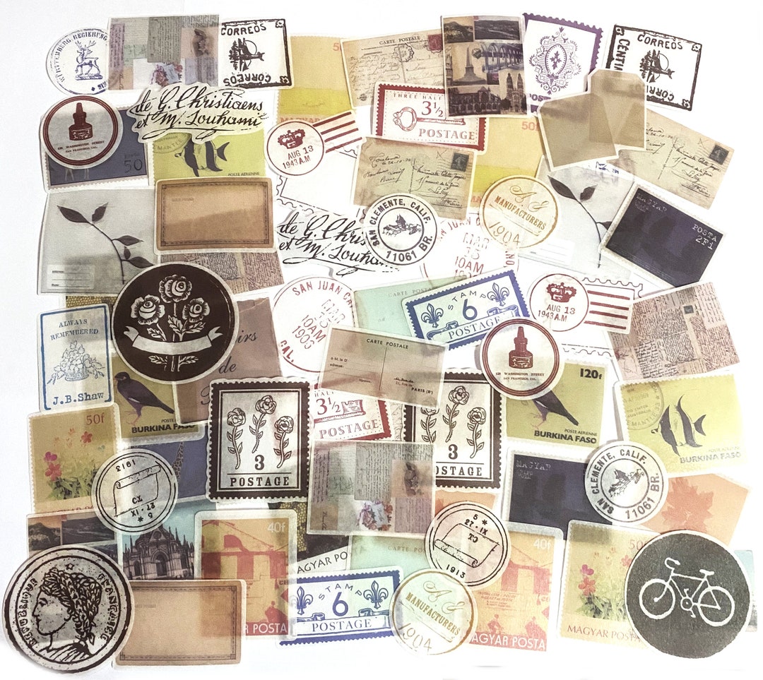 80 Pcs Postal Washi Sticker Postmark Sticker Flakes Journal - Etsy