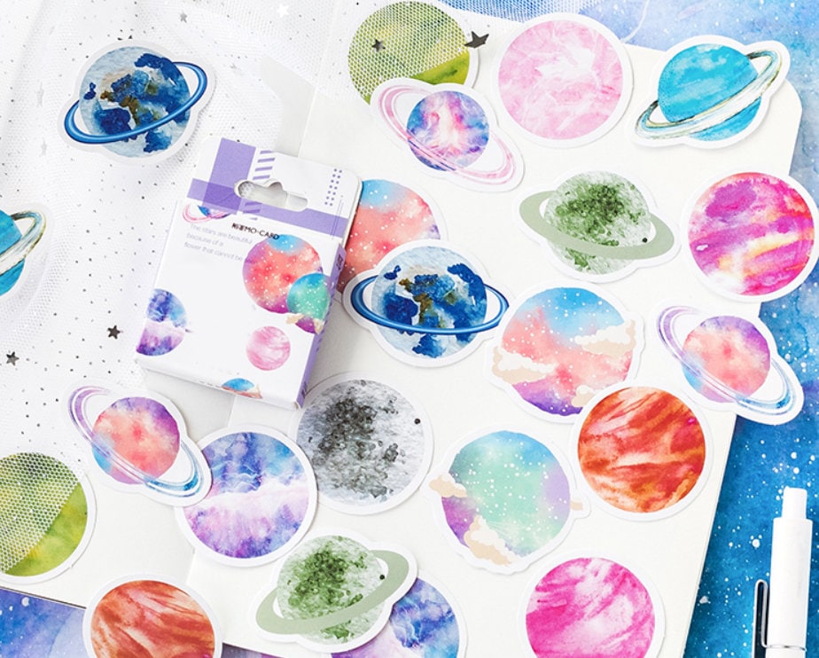 45 Pcs Planet Sticker Galaxy Sticker Travel Journal - Etsy