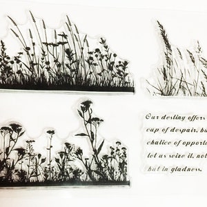 Grass Stamp, Grasses Silhouette Clear Transparent Stamp, Flowers Rubber ...