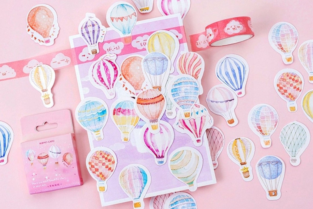 45 Pcs Hot Air Balloon Sticker Pack, Rainbow Colorful Sticker ...