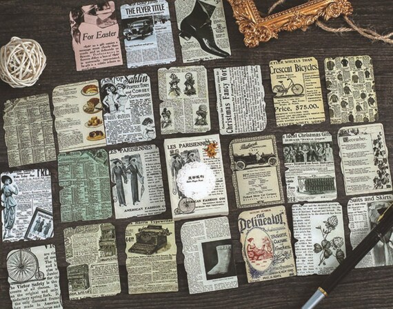 24 Pcs Retro Advertisements Sticker Newspapers Sticker Pack | Etsy