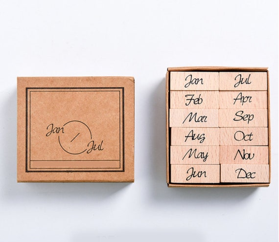 Set of 12 Months Stamp Monthly Wooden Stamp Rubber Stamp - Etsy