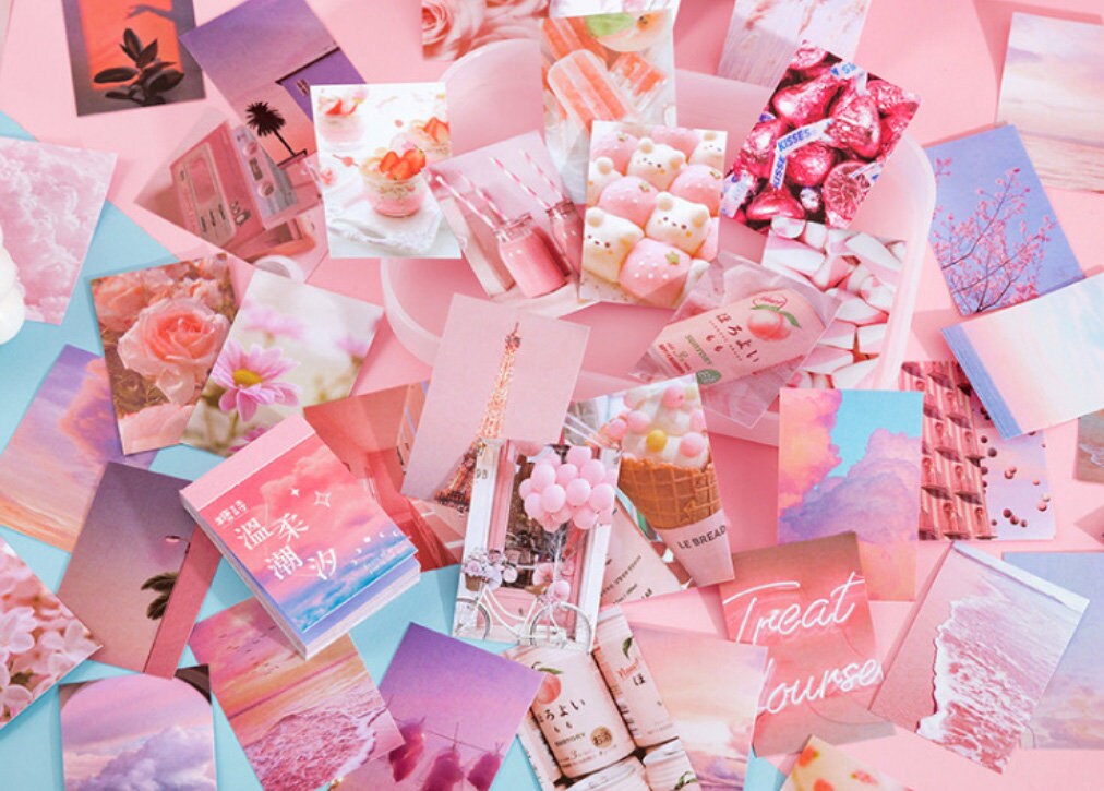 50 Pcs Pink Aesthetic Sticker Sticker Pad Booklet Junk - Etsy