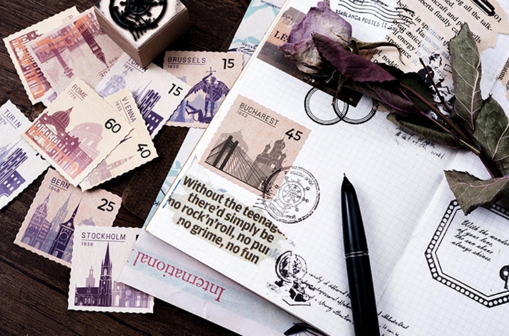 45 Pcs Country Stamp Sticker Travel Sticker Bullet Journal | Etsy