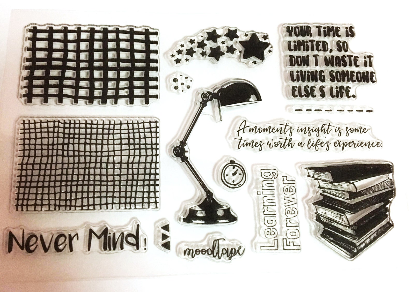 Study Books Stamp Grid Table Clear Transparent Stamp Lines - Etsy