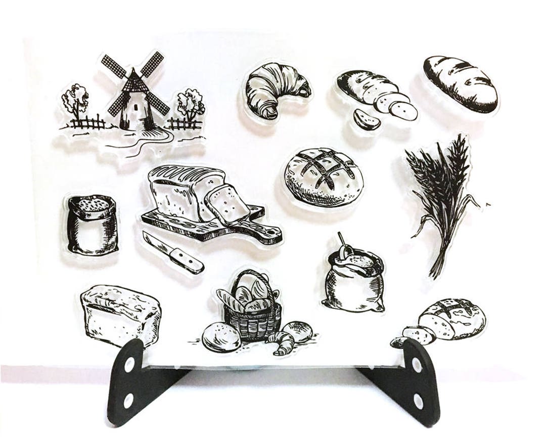 Bread Stamp, Bakery Pastry Clear Transparent Stamp, Vintage Baked Goods ...