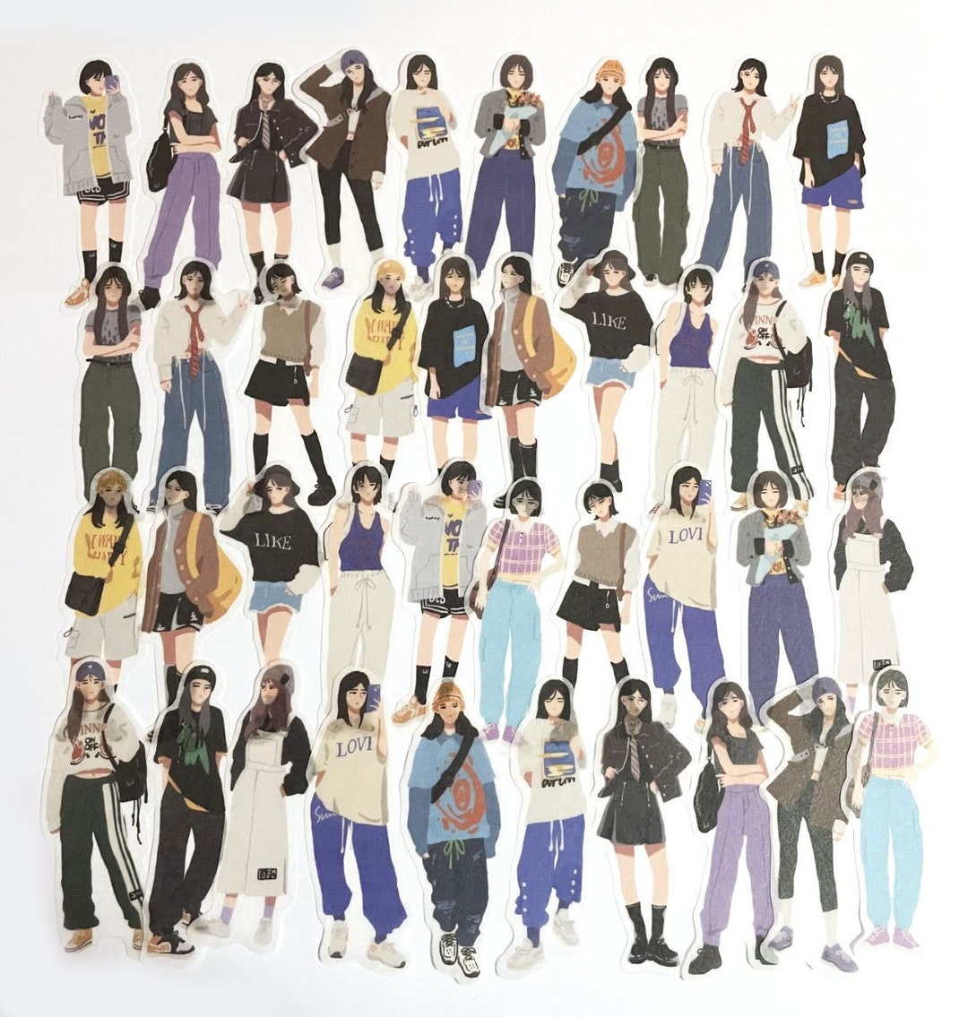 40 Pcs Girls Washi Sticker, Girl Sticker Pack, Mori Girl Stickers ...