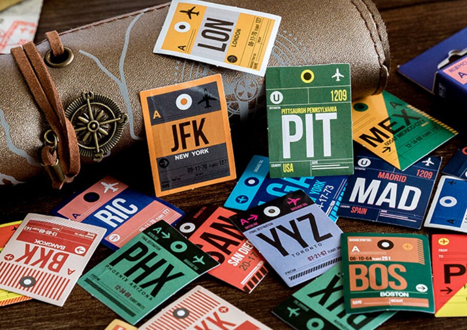 45 Pcs Luggage Tag Sticker Pack Journal Ephemera Travel Tag | Etsy