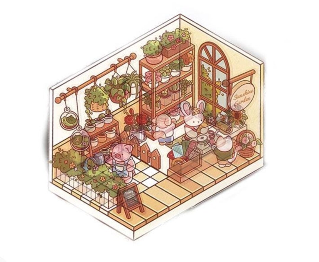 3D DIY Scene Sticker, Florist Stickers, Flower Shop, Journal Kit ...