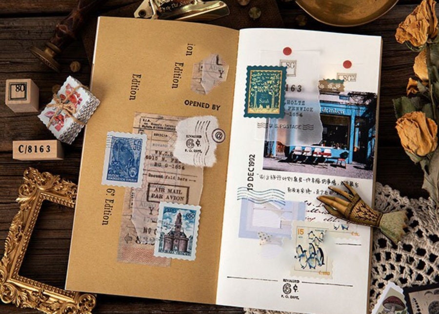 45 Pcs Travel Stamp Sticker Landmark Sticker Scrapbook Junk - Etsy