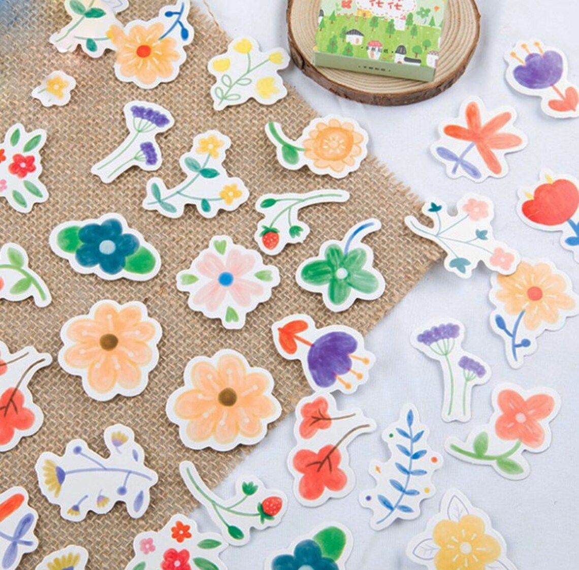 45 Pcs Flower Sticker Flora and Fauna Colorful Scrapbook - Etsy