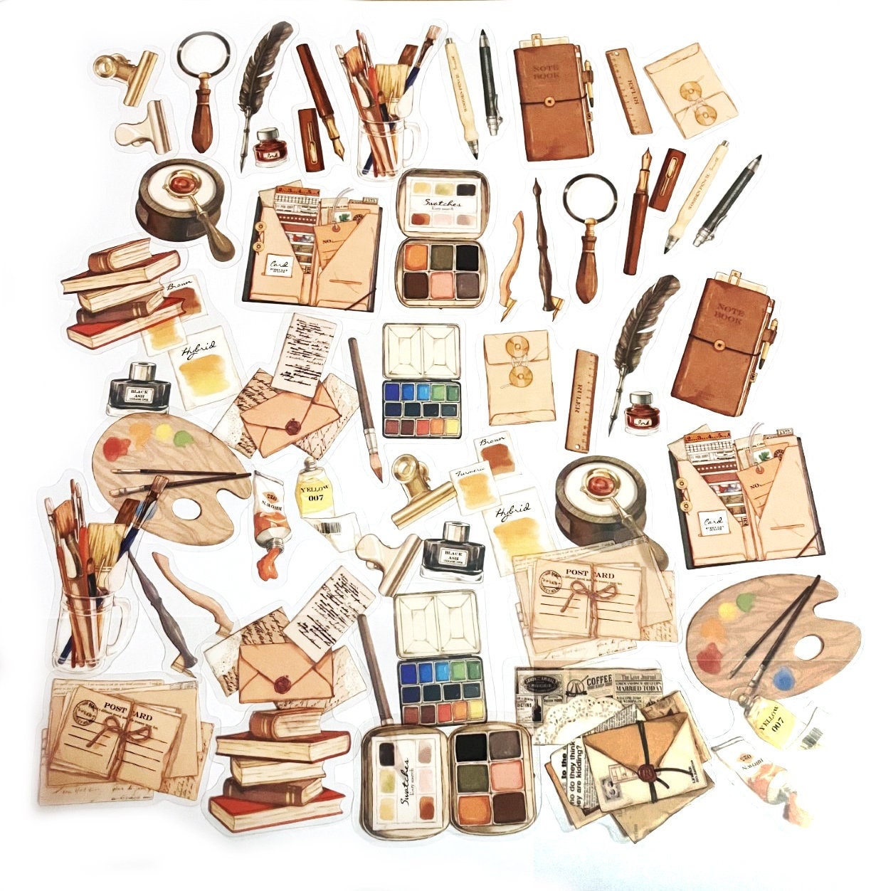 40 Pcs Writing Tools Clear Sticker Junk Journal Kit Journal - Etsy