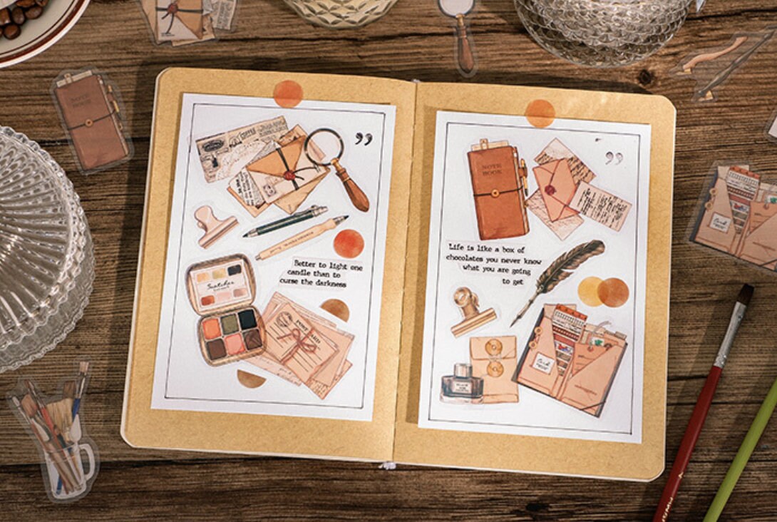 40 Pcs Writing Tools Clear Sticker Junk Journal Kit Journal - Etsy