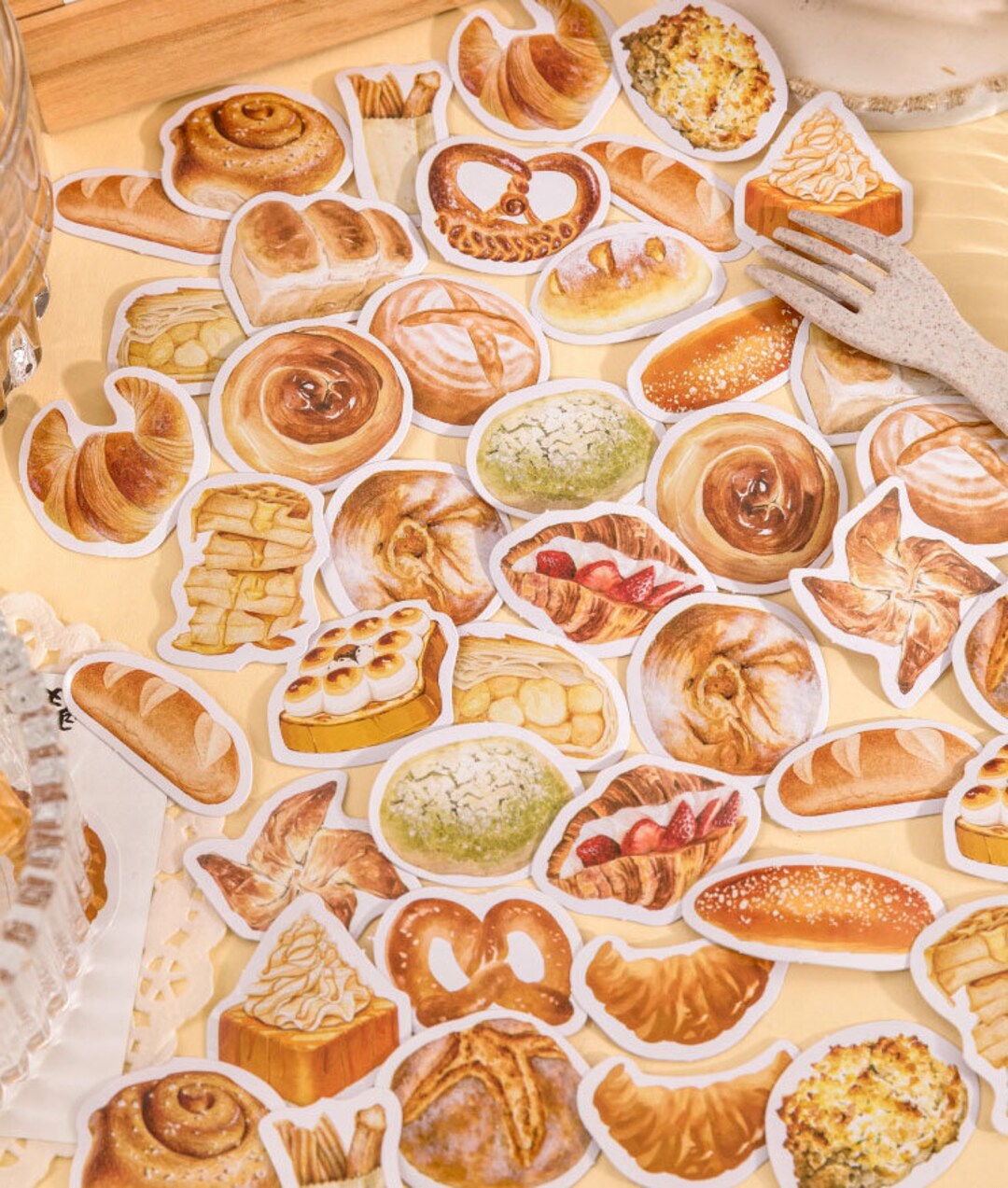 46 Pcs Pastry Sticker, Waffles Sticker Pack, Bread Stickers, Scrapbook ...