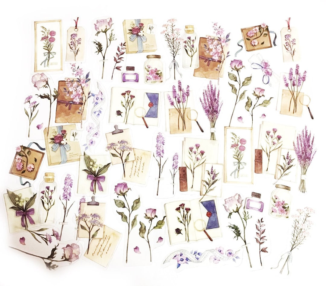 40 Pcs Botanicals Clear Sticker, Junk Journal Kit, Journal, Journal ...