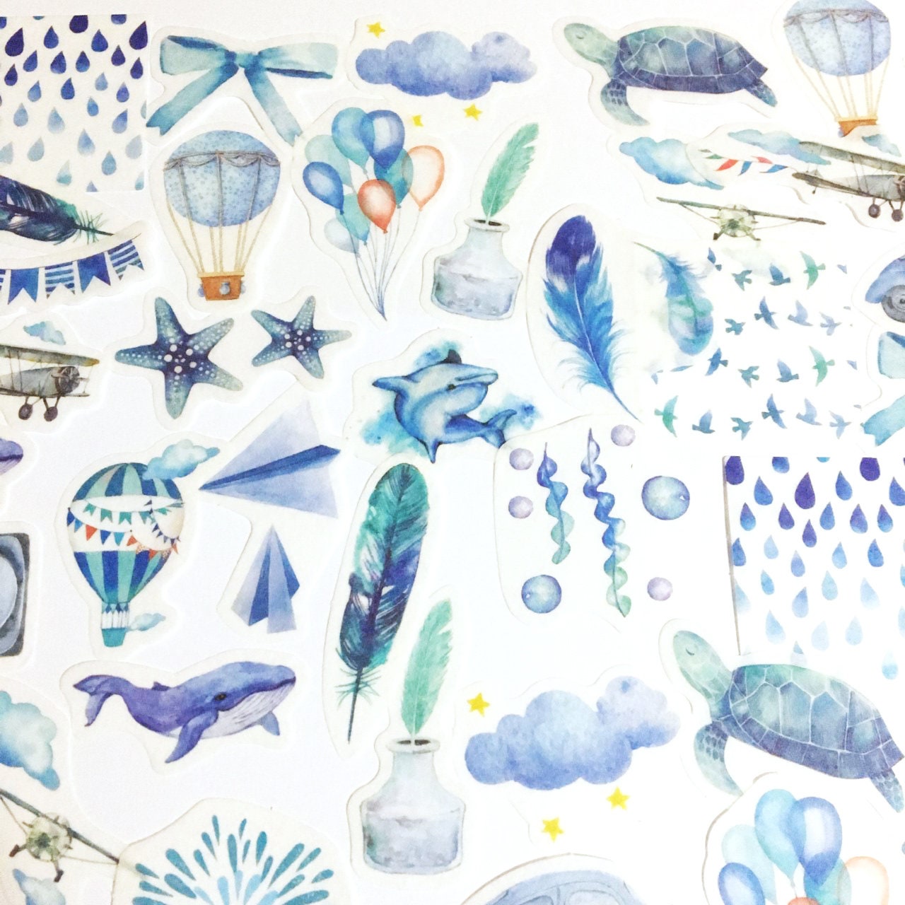 45 Pcs All Things Blue Washi Sticker Blue Theme Sticker - Etsy