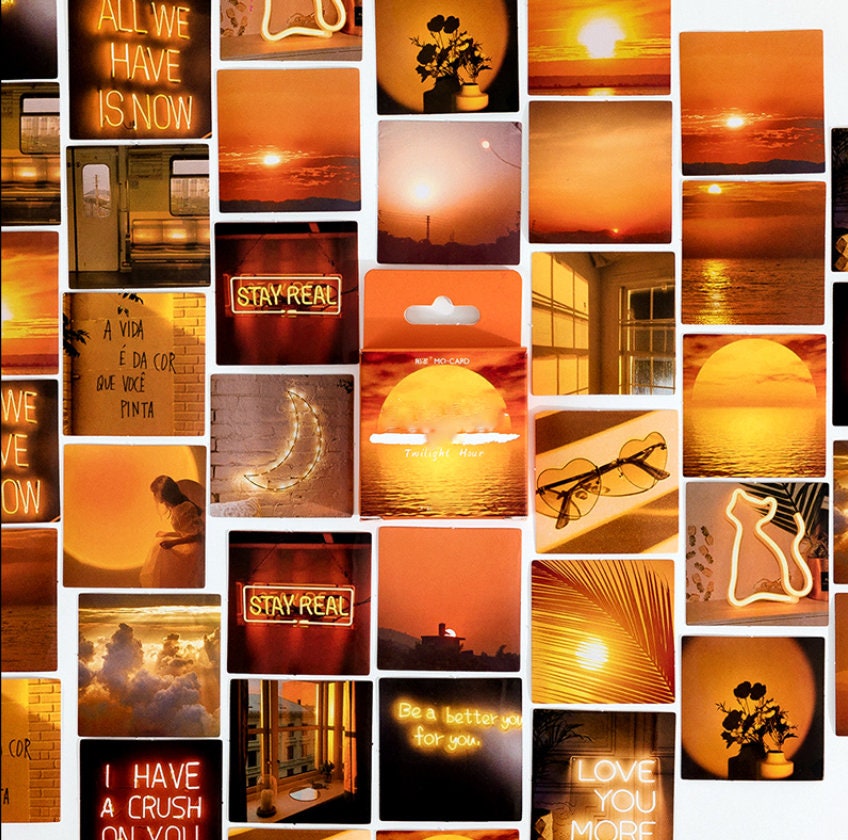 45 Pcs Orange Aesthetic Sticker Pack Planner Scrapbook - Etsy