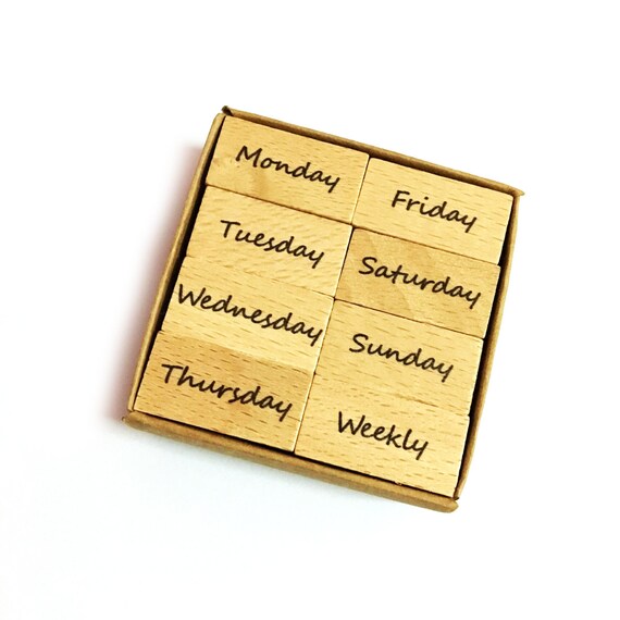 Set of 8 Week Stamp Weekly Wooden Stamp Rubber Stamp Wood | Etsy