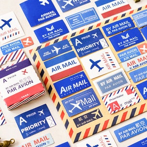 45 Pcs Airmail Sticker, Par Avion Stamp Sticker, Postal Stickers ...