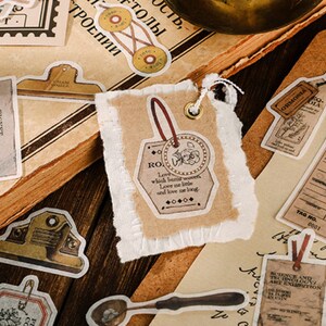 40 Pcs Retro Label Tag Washi Sticker, Junk Journal Kit, Scrap Book ...