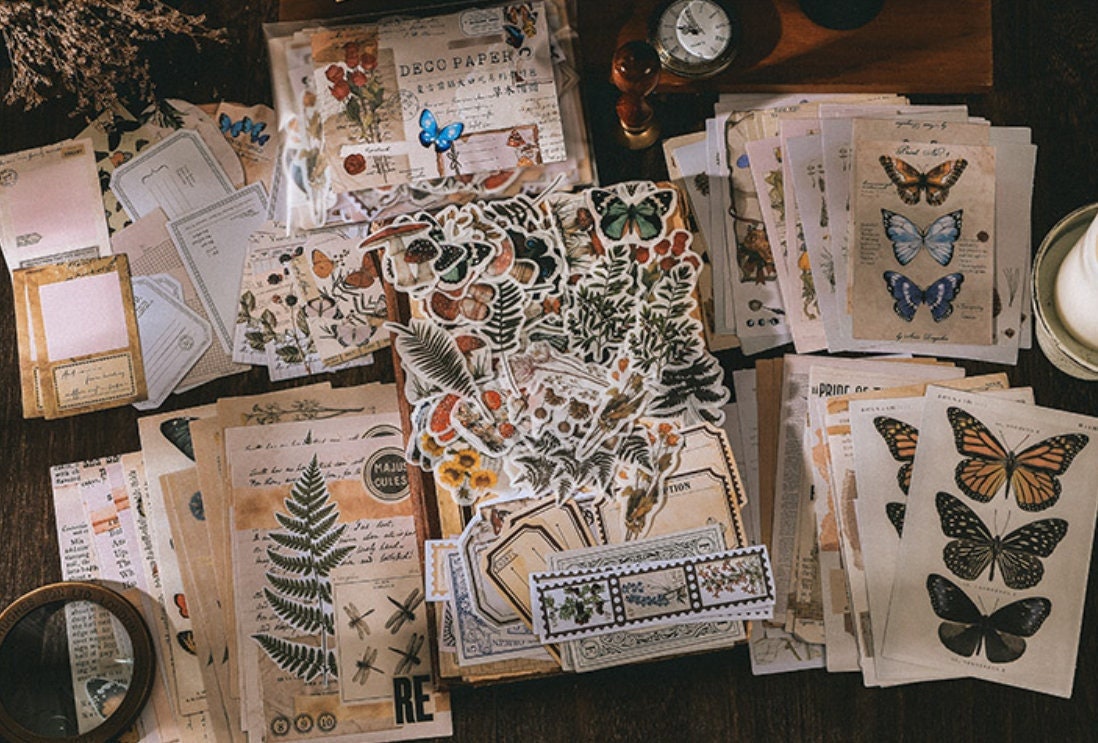 200 Pcs Retro Nature Junk Journal Kit Flowers Sticker Pack - Etsy