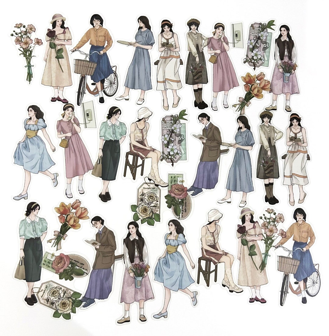 30 Pcs Girls Clear Sticker, PVC Sticker Pack, Scrapbook, Journal, Junk ...