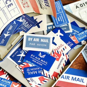 45 Pcs Airmail Sticker, Par Avion Stamp Sticker, Postal Stickers ...