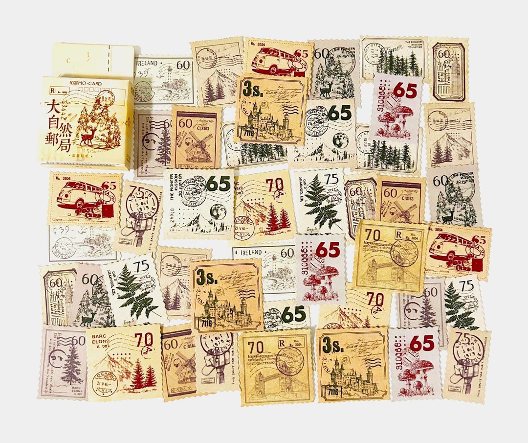 45 Pcs Nature Stamp Sticker Pack, Plants Stamp, Botanicals, Scrapbook ...