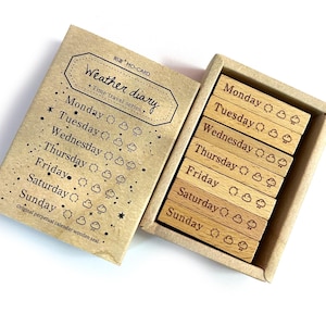 Set of 7 Days of the Week Wooden Stamp, Daily Wooden Stamp, Rubber ...