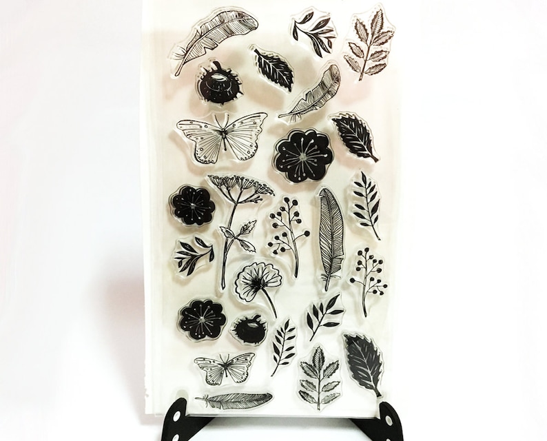 Leaves Flowers Stamp Flora and Fauna Clear Transparent Stamp - Etsy